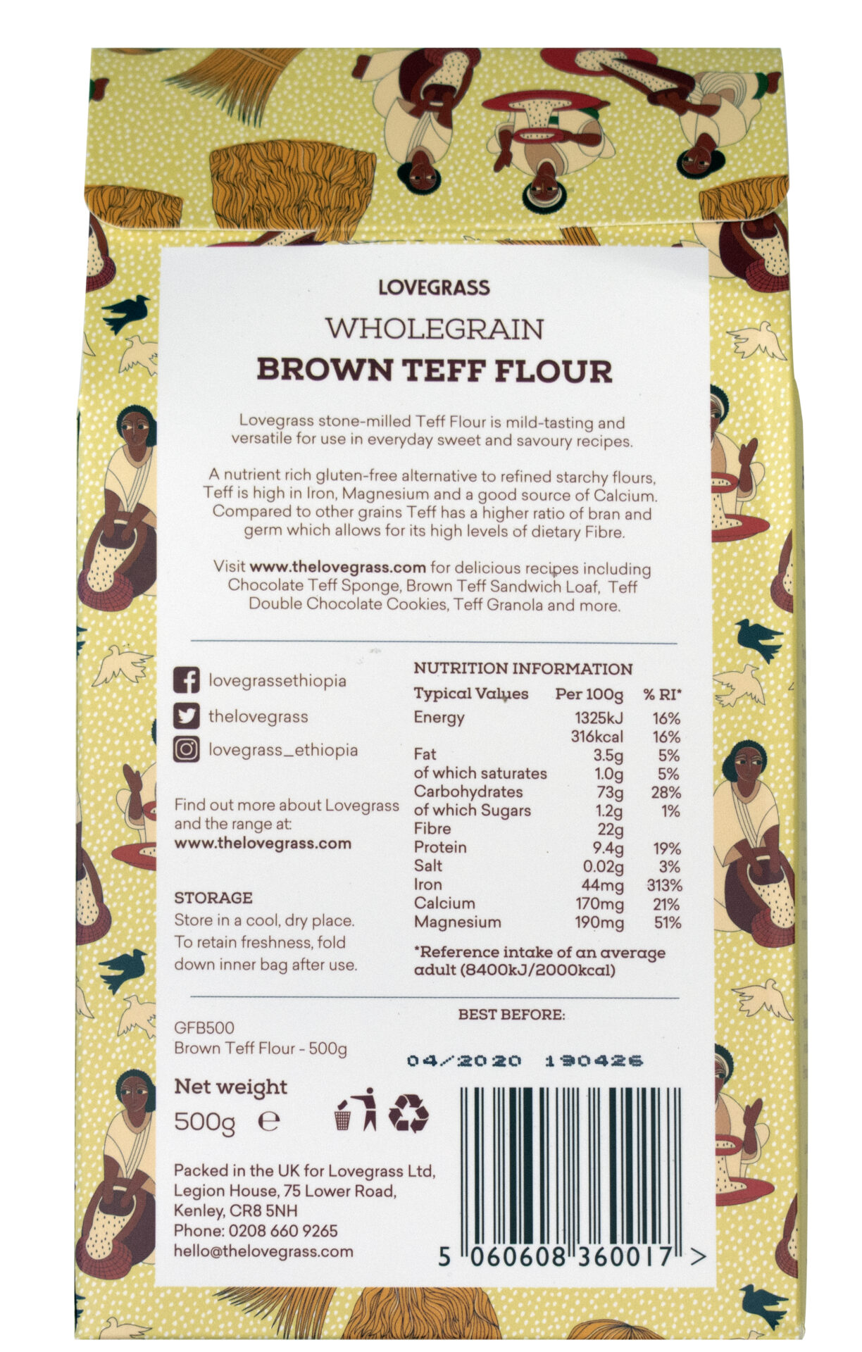 Brown Teff Flour 500g | Lovegrass Ethiopia