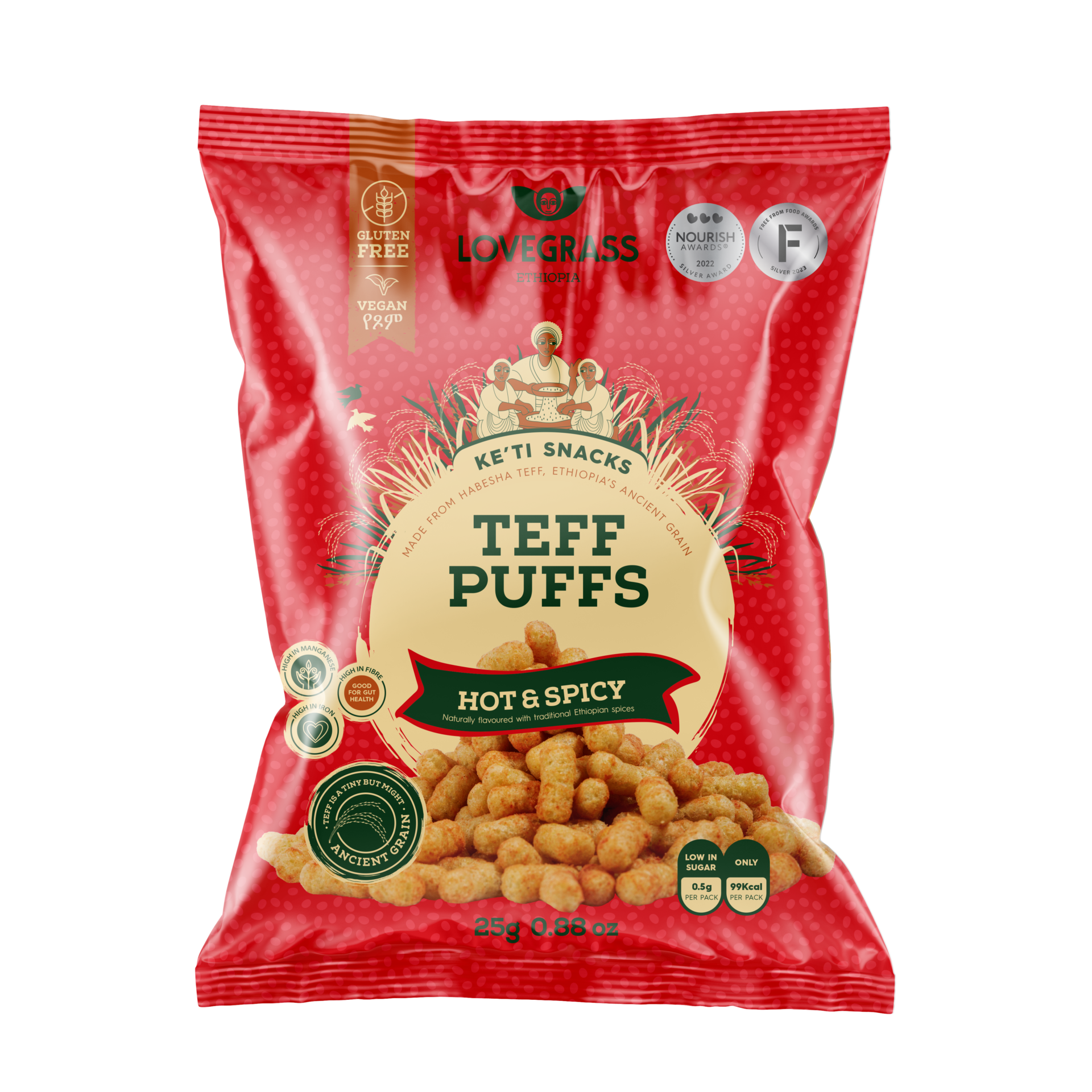 Teff Puffs Hot & Spicy | Lovegrass Ethiopia