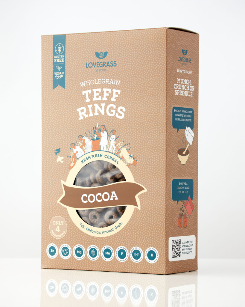 Wholegrain Teff Cocoa Rings 350g | Lovegrass Ethiopia