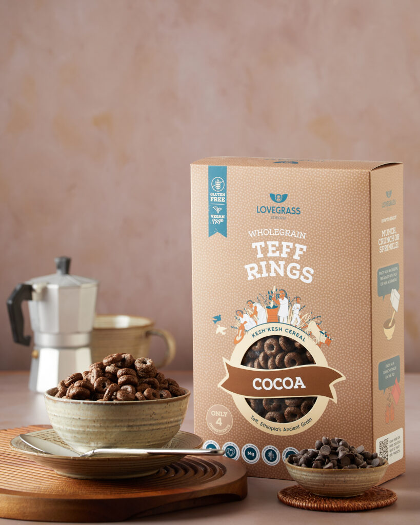 Wholegrain Teff Cocoa Rings 350g | Lovegrass Ethiopia