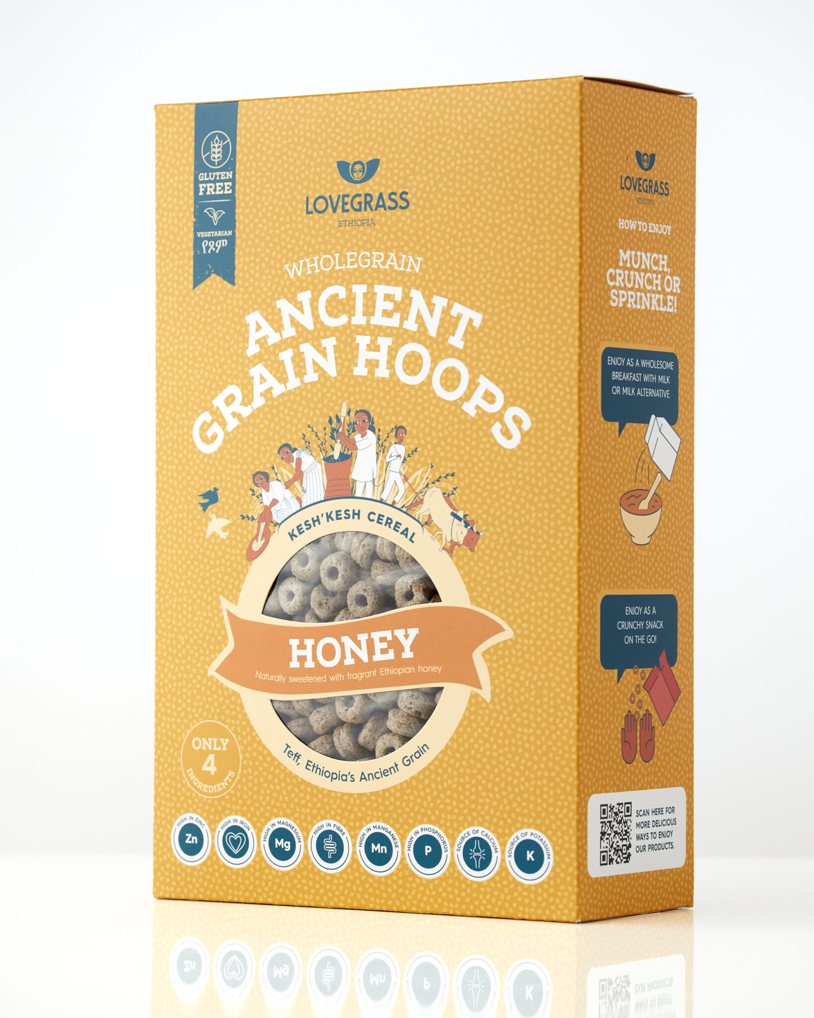Wholegrain Ancient Grain Honey Hoops 350g | Lovegrass Ethiopia